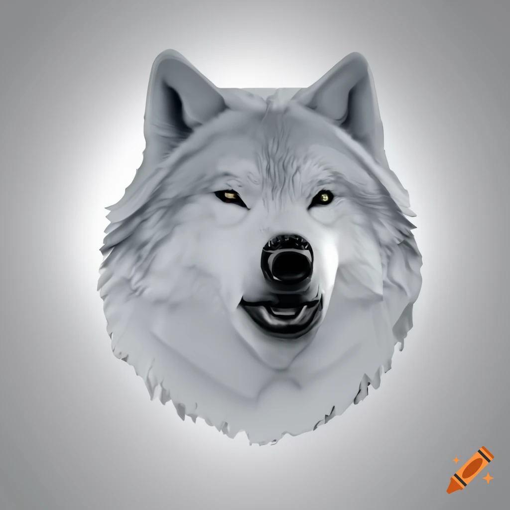 White wolf sculpture in cnc stl format on Craiyon