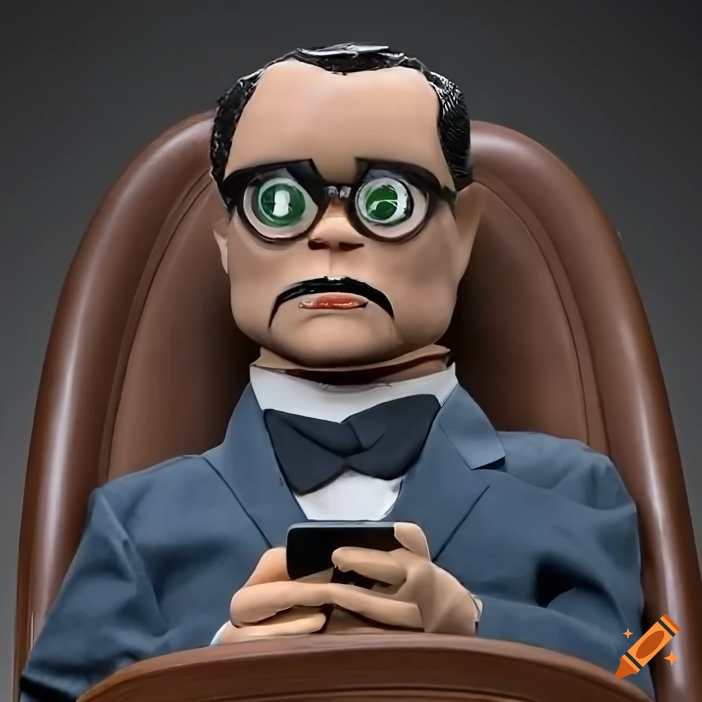 Ventriloquist dummy resembling rep. mike johnson with a cell phone ...