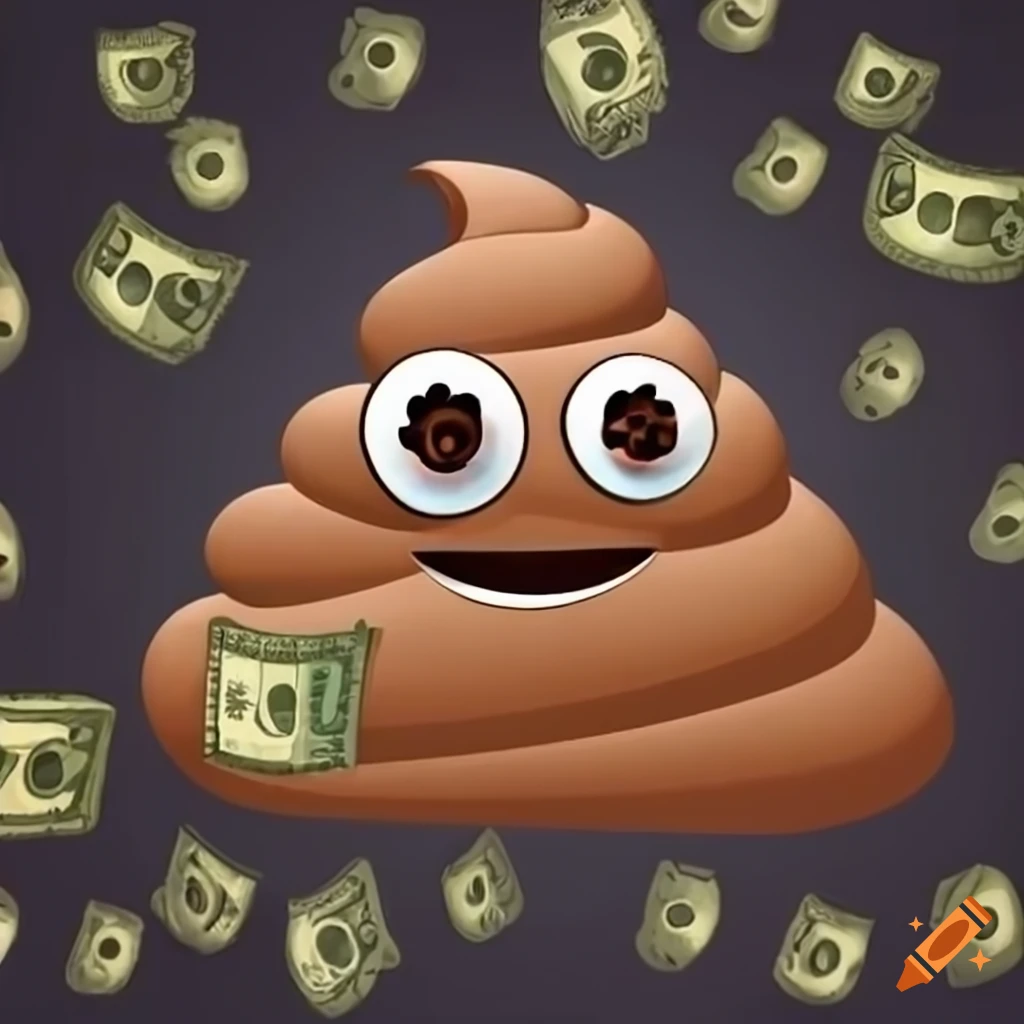 Poop emoji on a $100 money background on Craiyon
