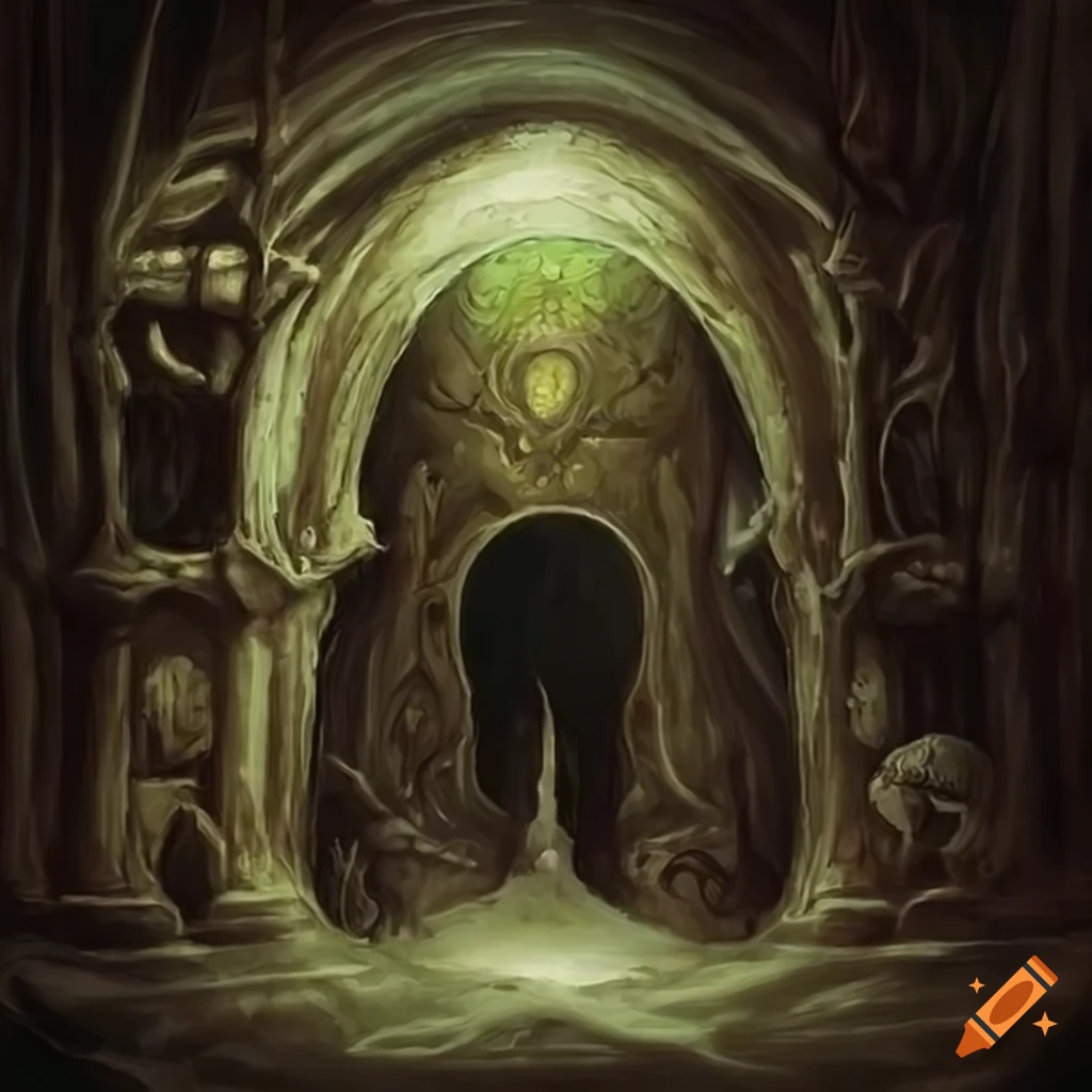 Surreal painting of an ancient eldritch advanced chamber on Craiyon