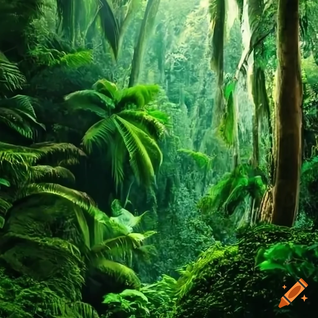 Lush tropical forest on Craiyon