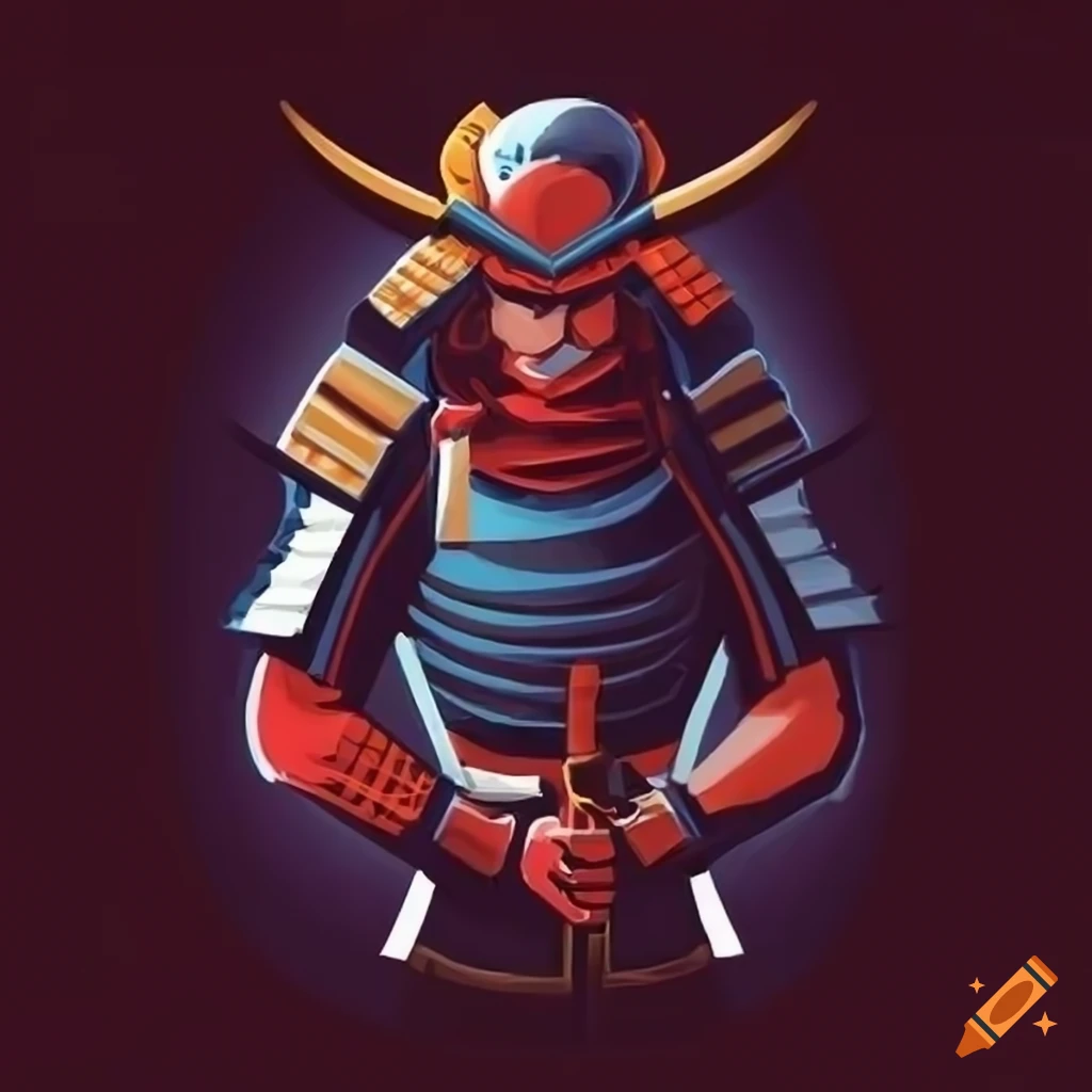 Stylized samurai warrior with sword and armor for esports logo design ...