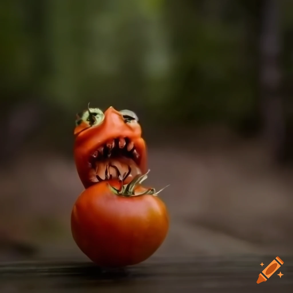 Ultra-realistic close-up portrait of the Rotten Tomato Fruit Monster on ...