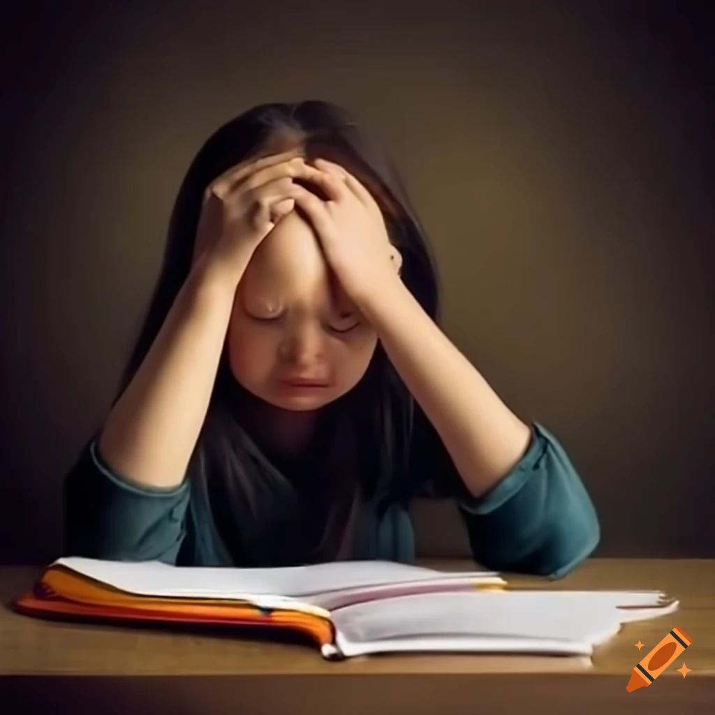 Student crying in a classroom on Craiyon