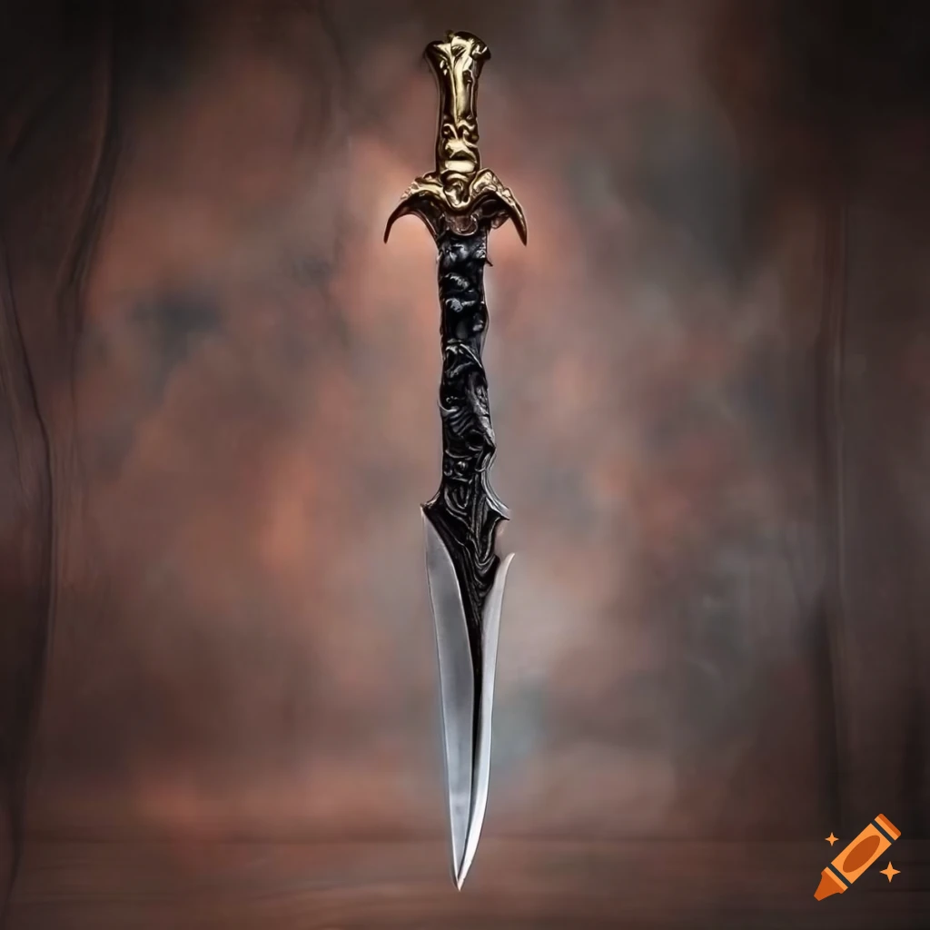 Fantasy sword with obsidian blade on Craiyon