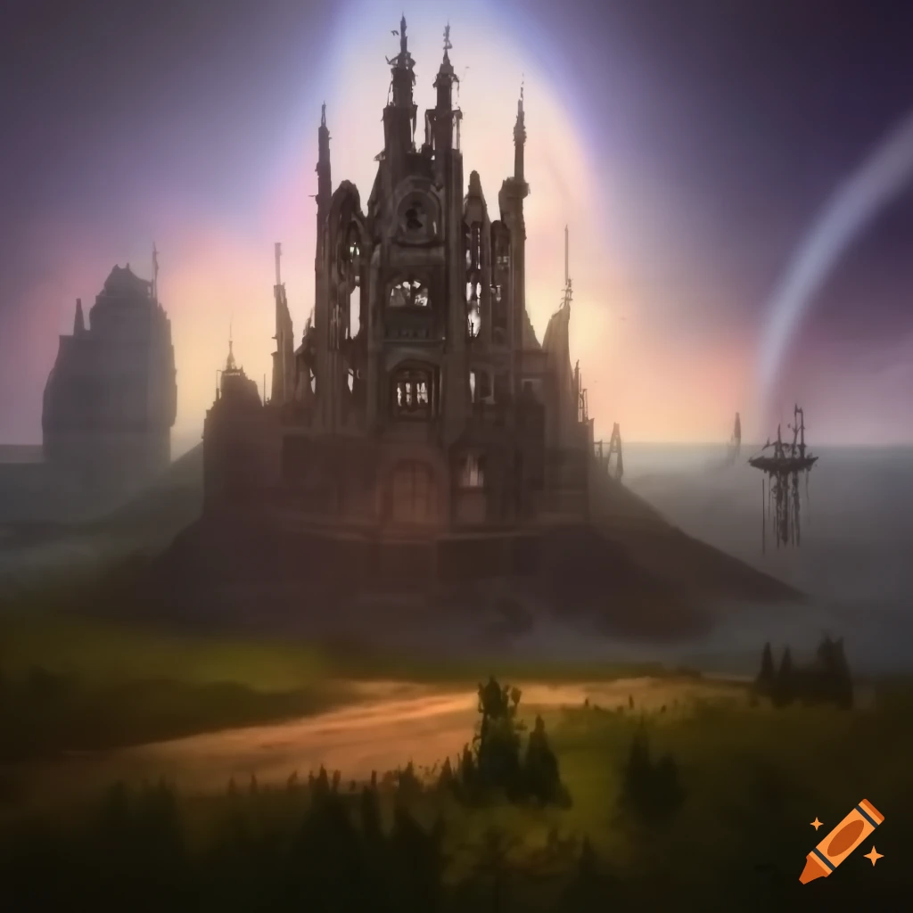 Eldritch and enchanting gothic landscape inspired by H.P. Lovecraft on Craiyon