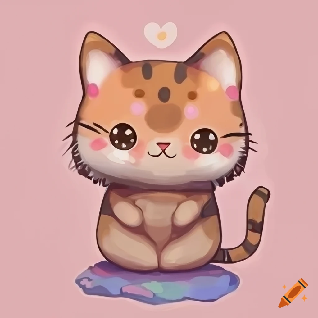 Cute kawaii art of a cat on Craiyon