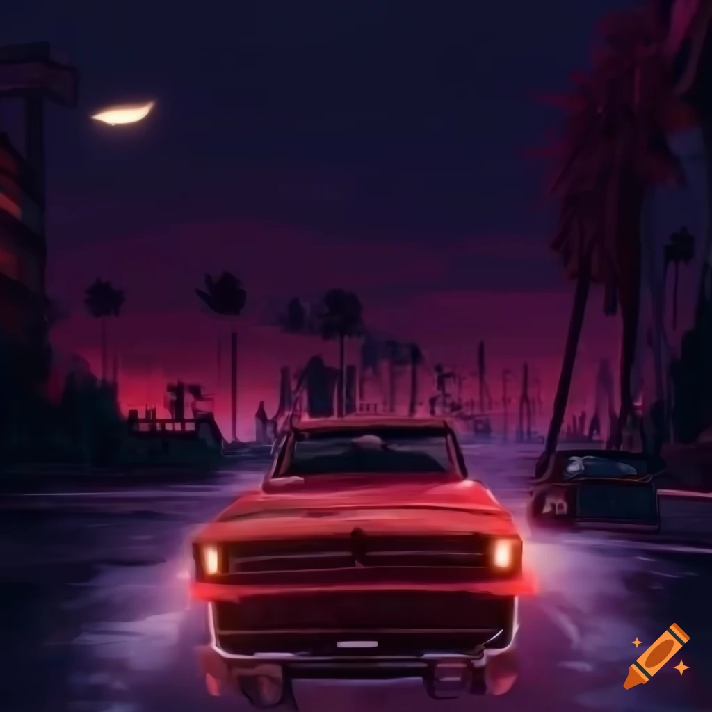 Realistic backgrounds inspired by gta v cover art style on Craiyon