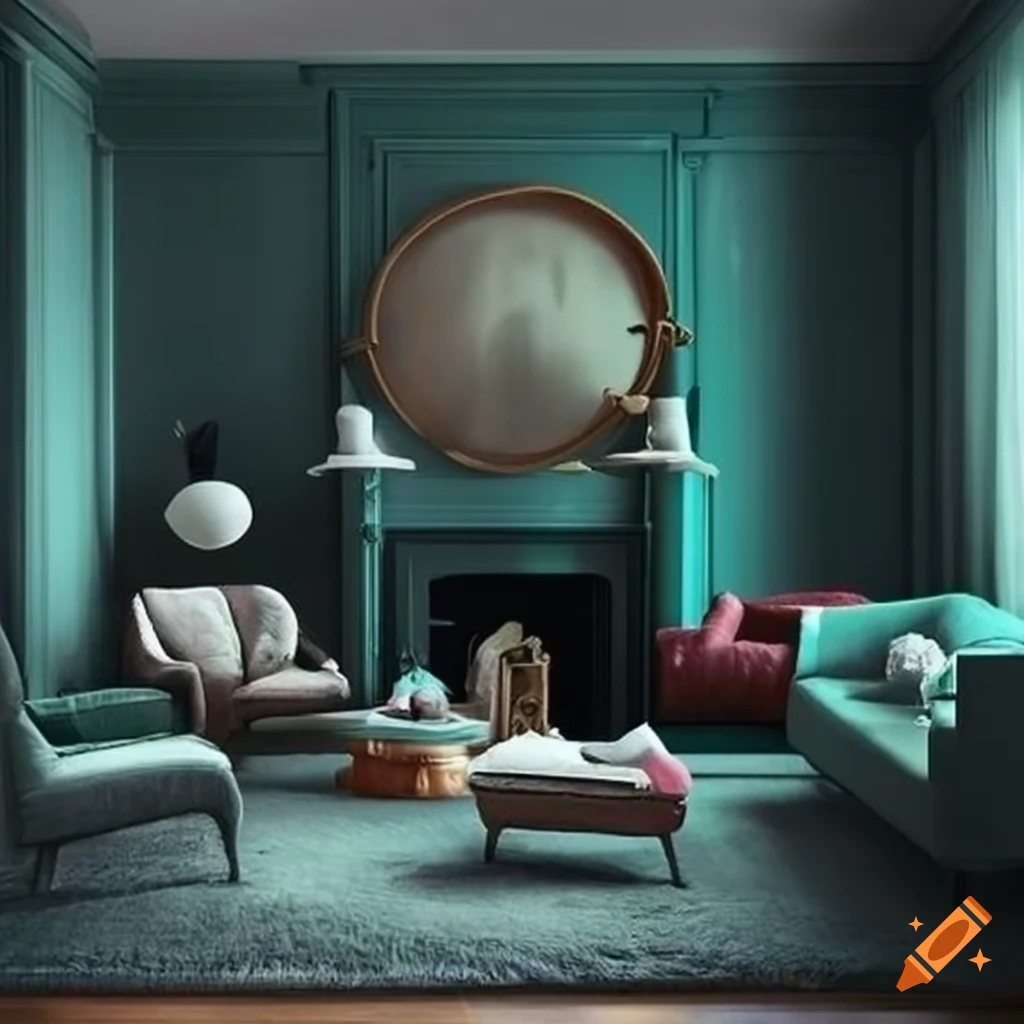 Unsettling living room decor on Craiyon