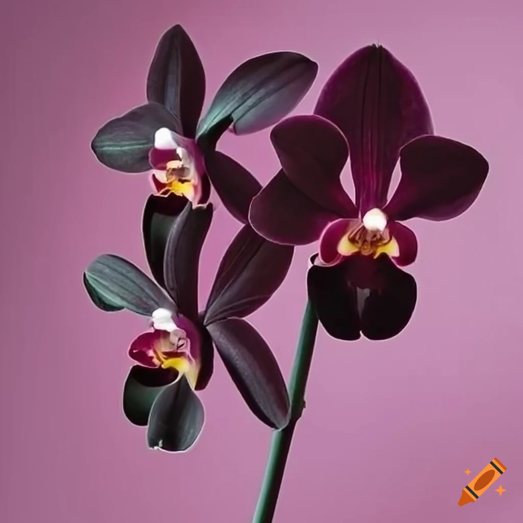 Black orchid flowers on Craiyon