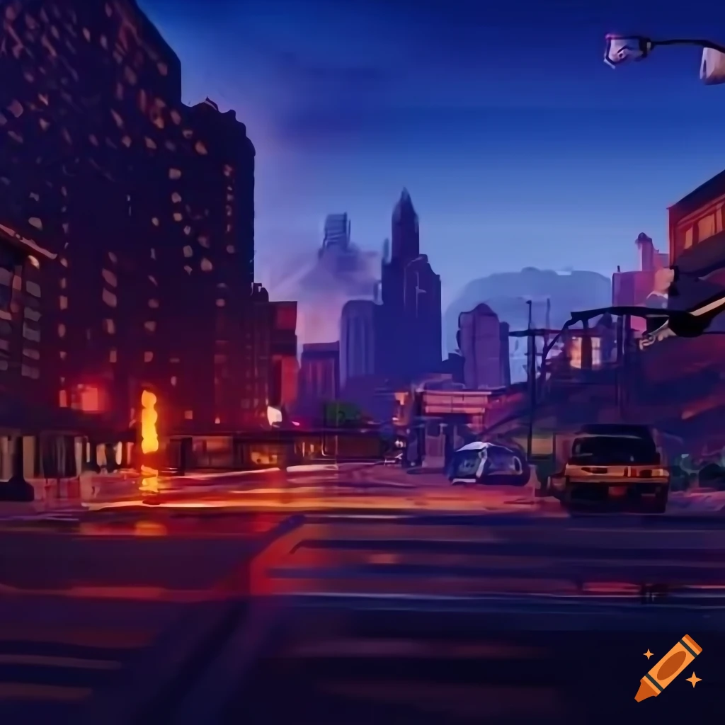 Realistic backgrounds inspired by GTA V cover art style on Craiyon