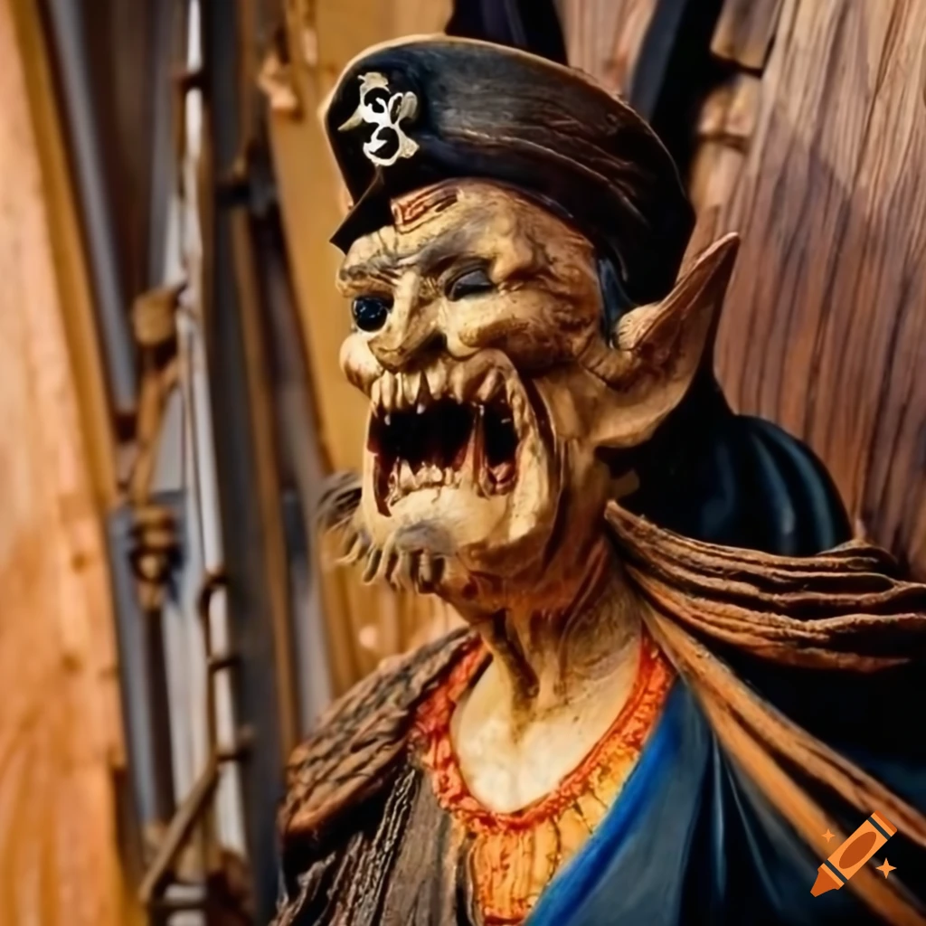 Pirate ship figurehead depicting a devil on Craiyon