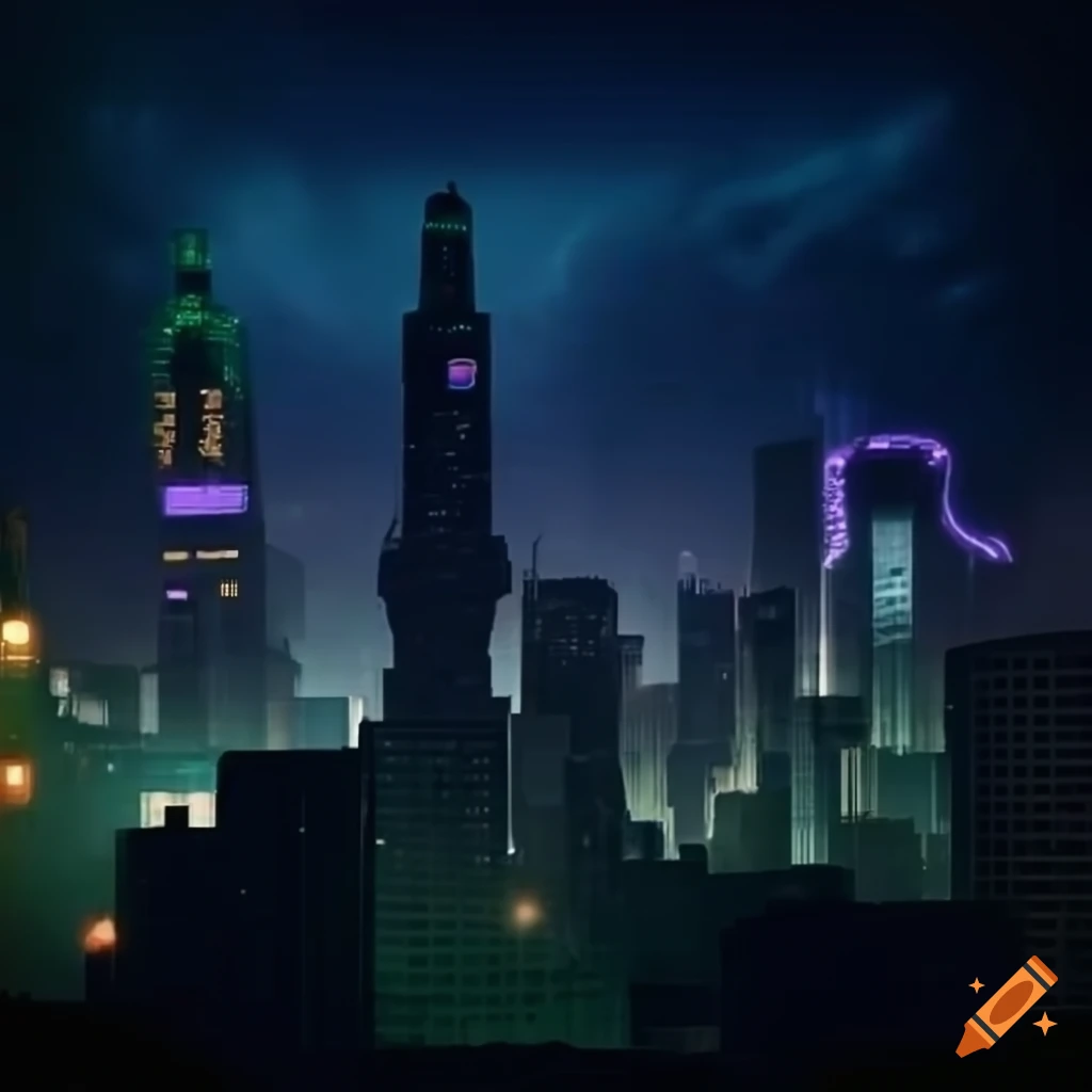 Cityscape with biopunk elements transitioning to a distant biopunk ... Cityscape with biopunk elements transitioning to a distant biopunk ...
