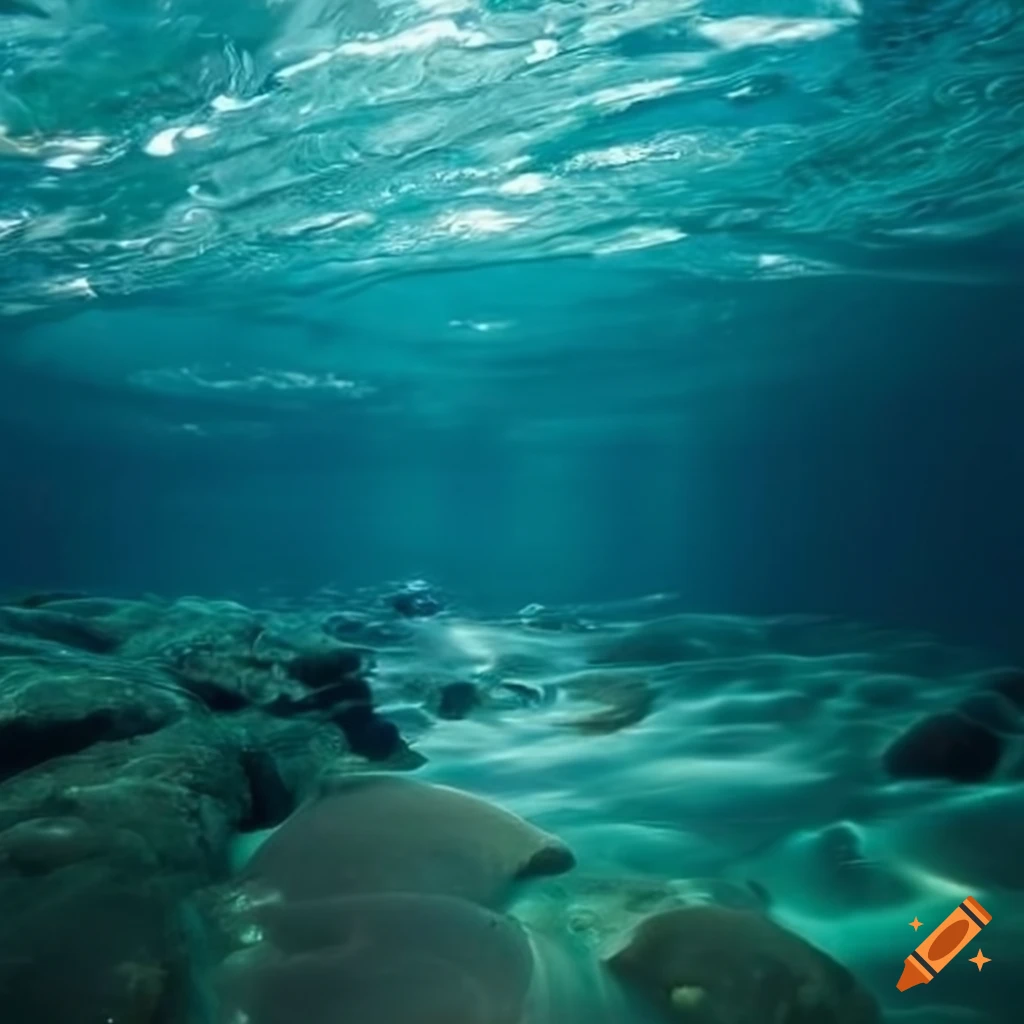 Split view of a stream in British Columbia above and underwater with ...