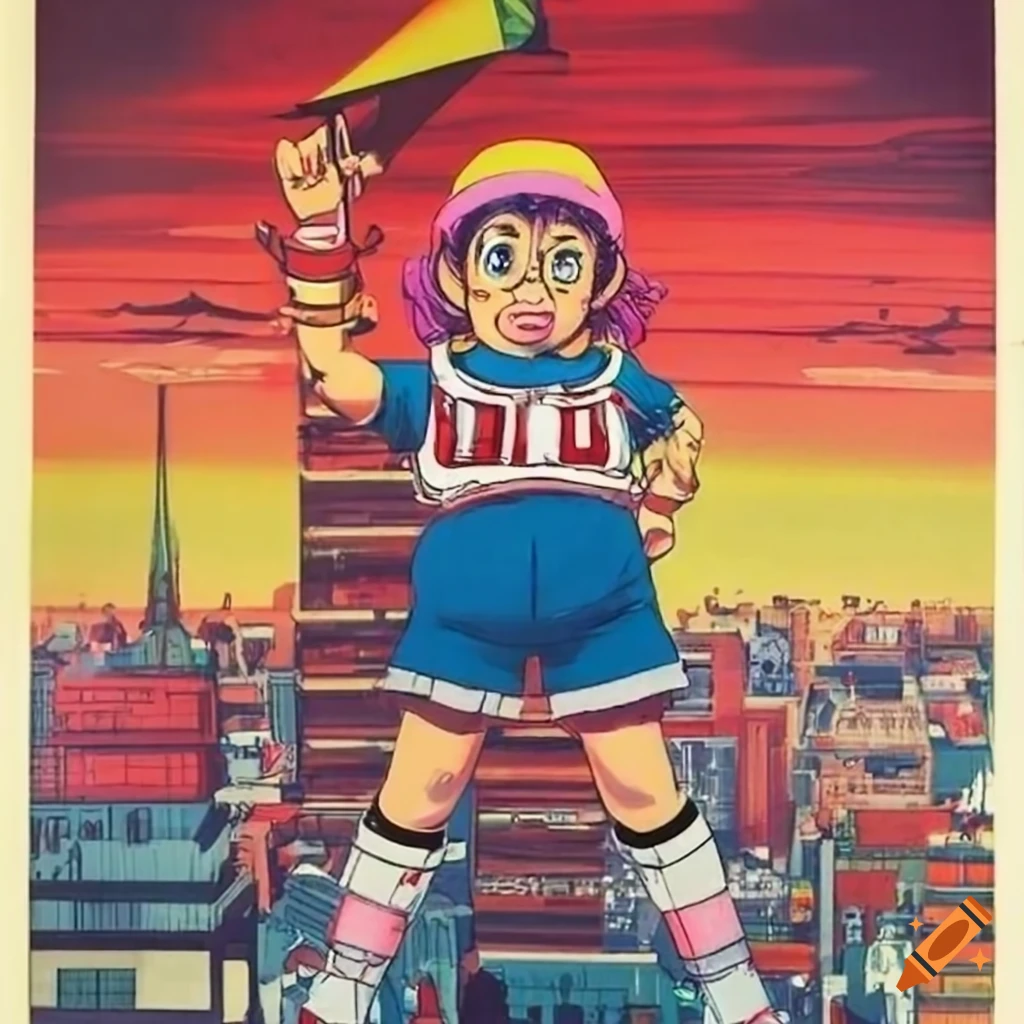 Vintage-inspired propaganda poster with a girl Robot from Dr. Slump in ...