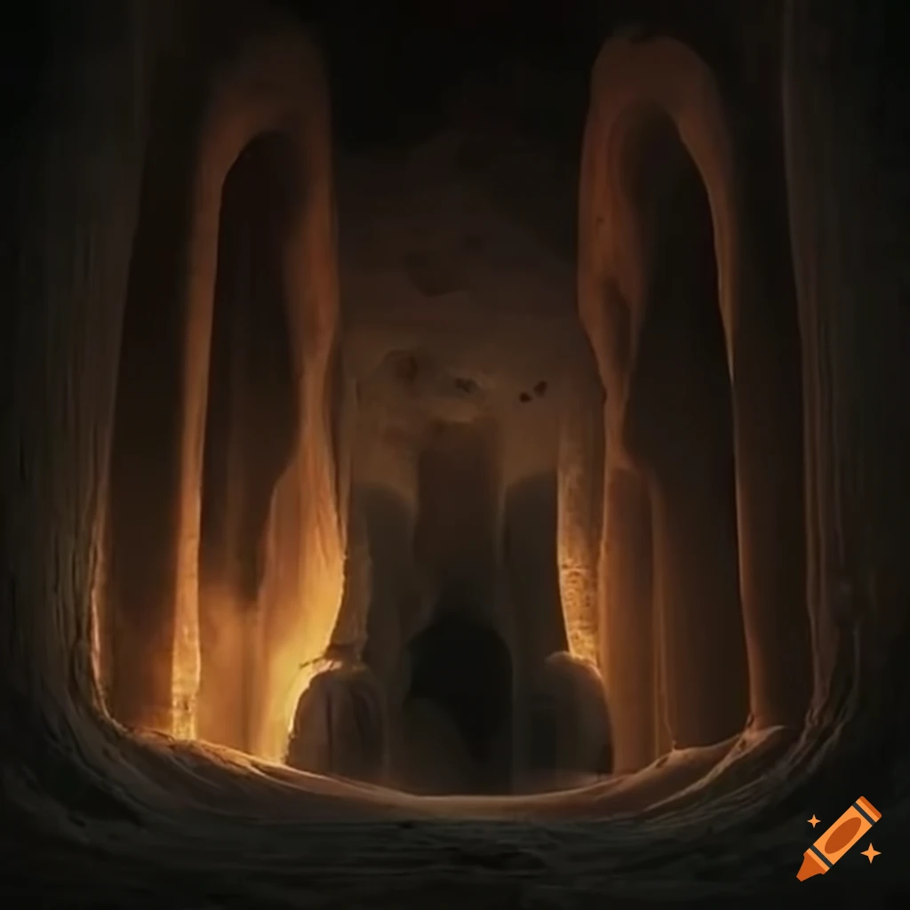 Subterranean fremen cities of arrakis with sacred water pool on Craiyon