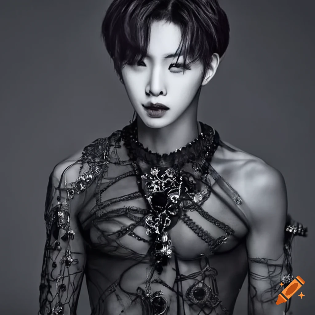 Male gothic k-pop idol on Craiyon