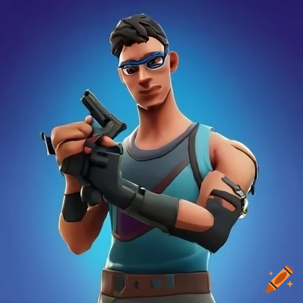 Fortnite character shooting a gun on Craiyon