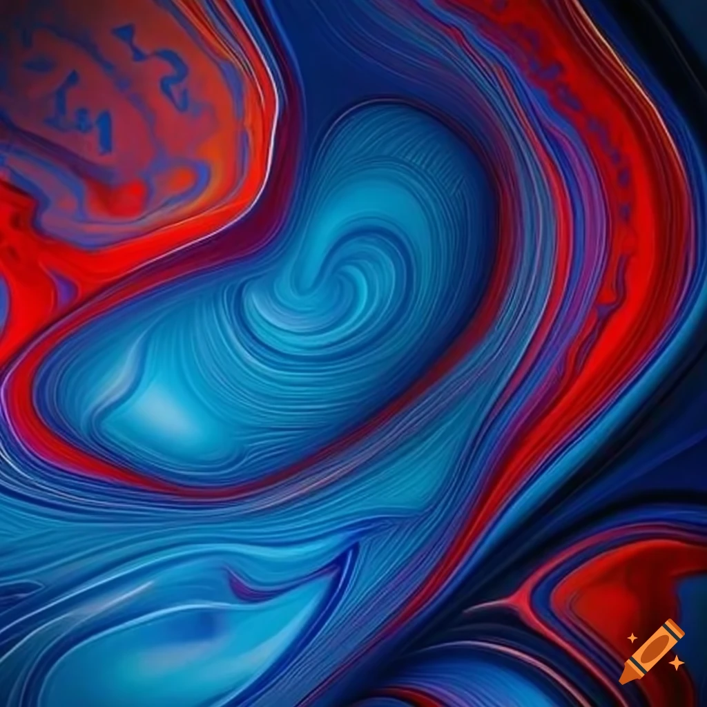 Stunning abstract art featuring deep blue and bright red colors on Craiyon