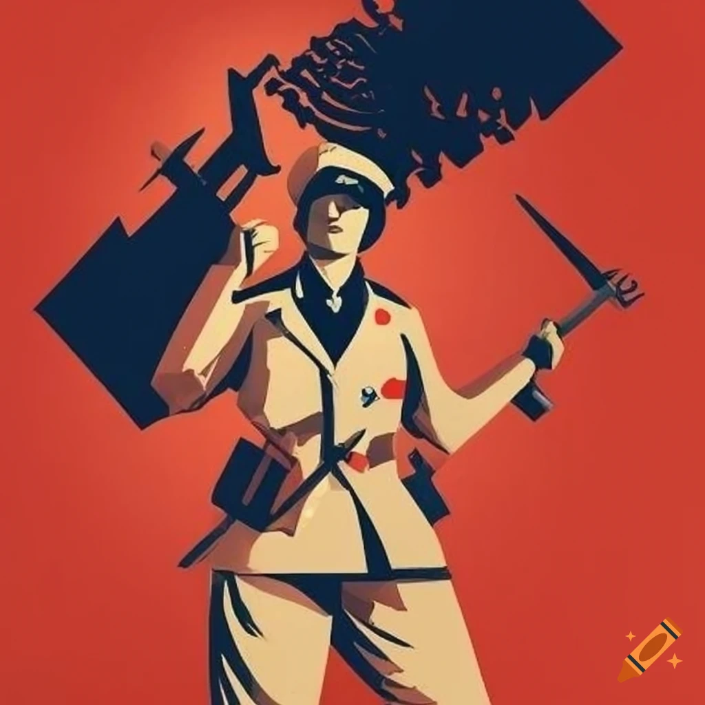 Stylized war propaganda poster on Craiyon