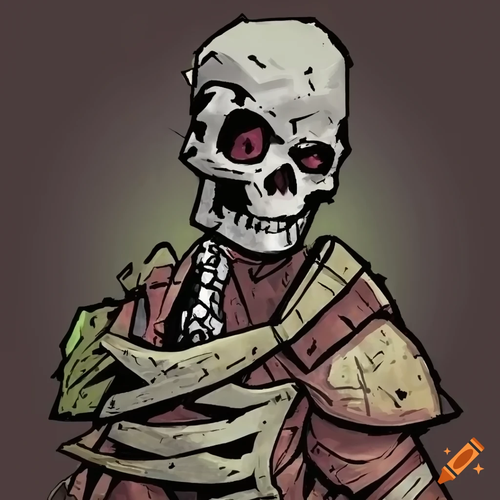 Skeleton in a dungeon in darkest dungeon style on Craiyon