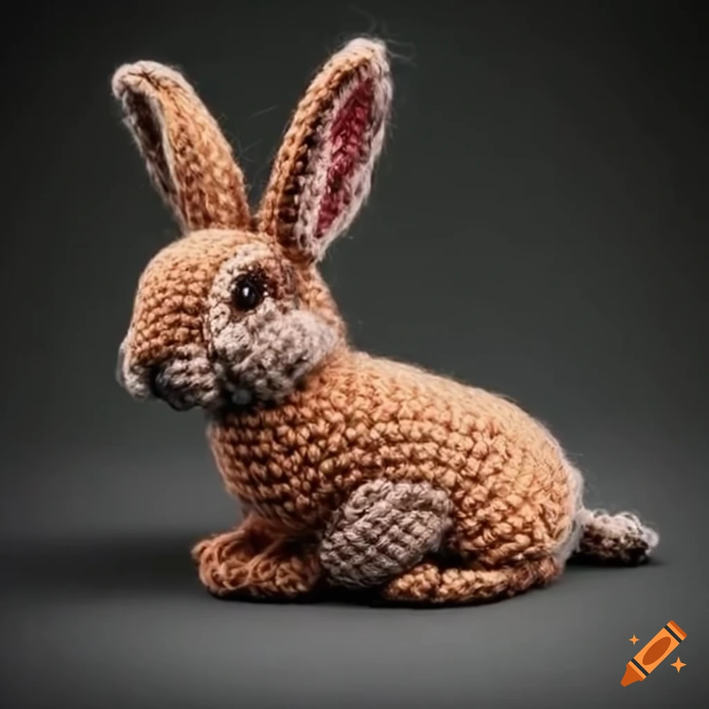 Realistic crochet wild rabbit on Craiyon