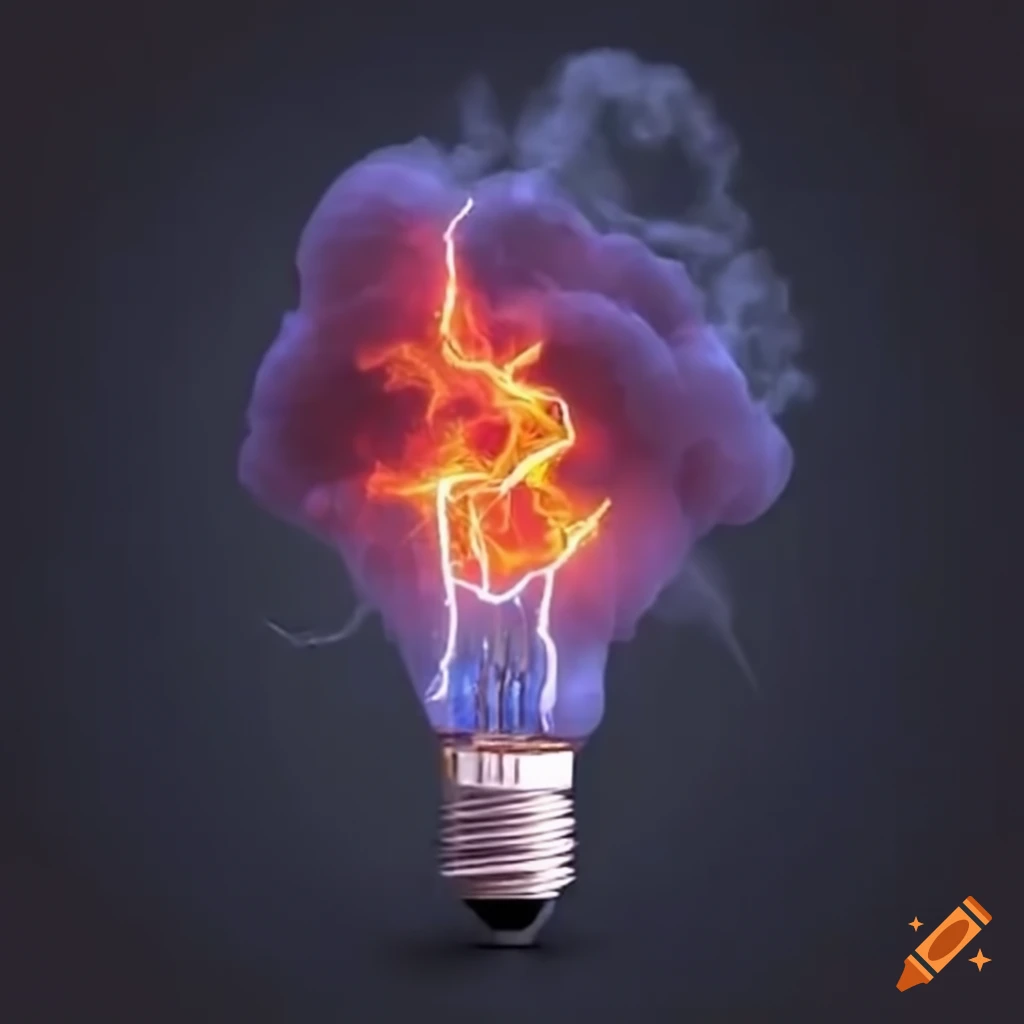 Lightning exploding out of a light bulb on Craiyon