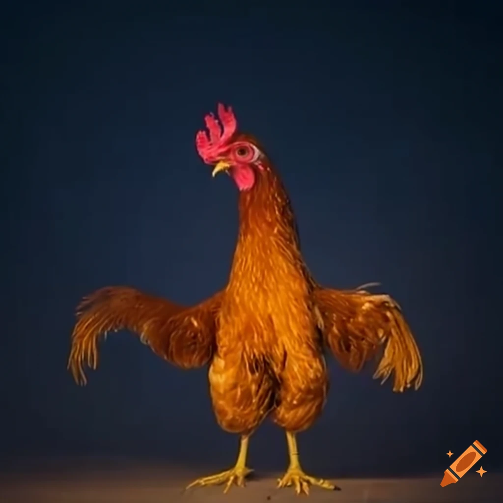 Dancing chicken in a lightshow with fog effects on Craiyon