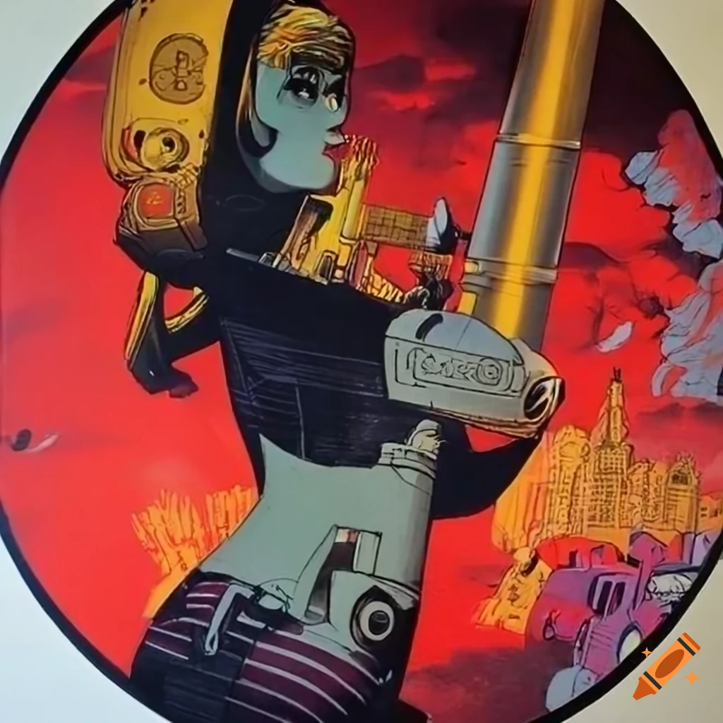 Vintage-inspired propaganda poster featuring a manga robot girl with ...