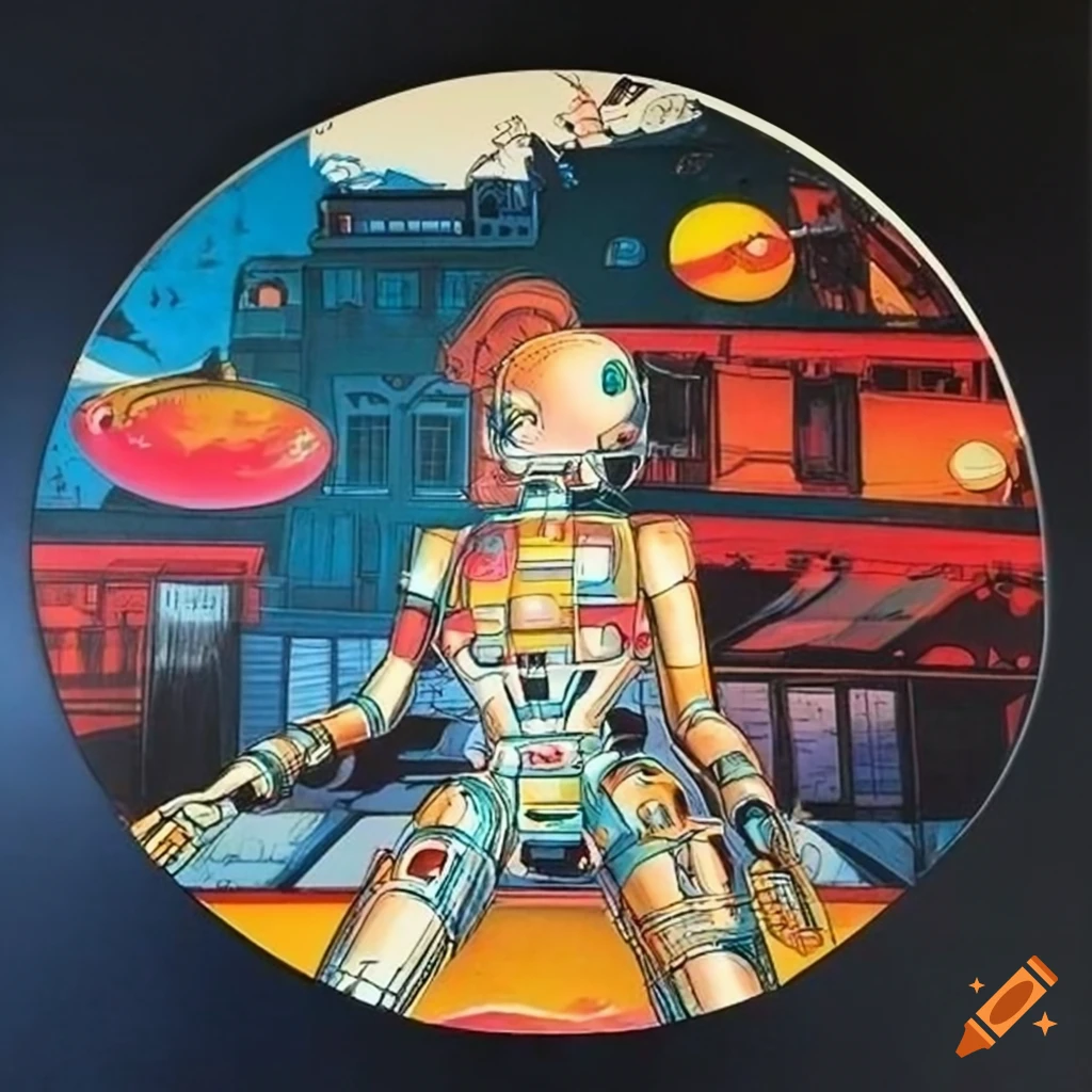 Vintage-inspired propaganda poster featuring a manga robot girl with ...