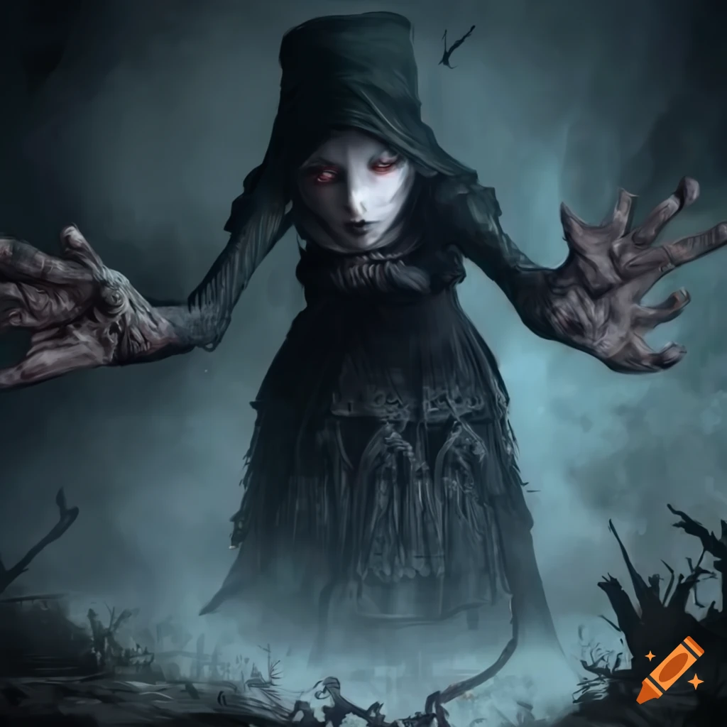 Gothic character from bloodborne reaching out in a dark, creepy ...