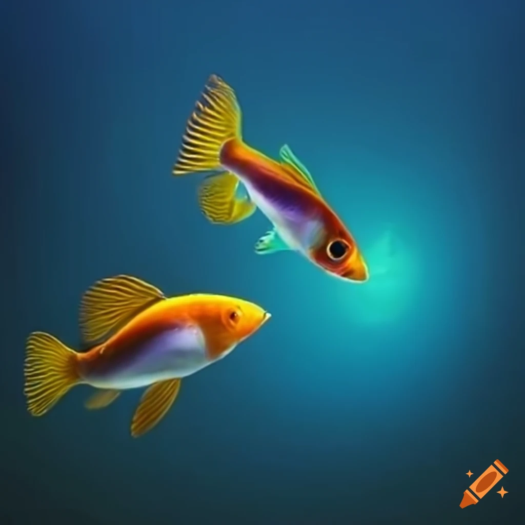Two fish swimming in opposite directions on Craiyon
