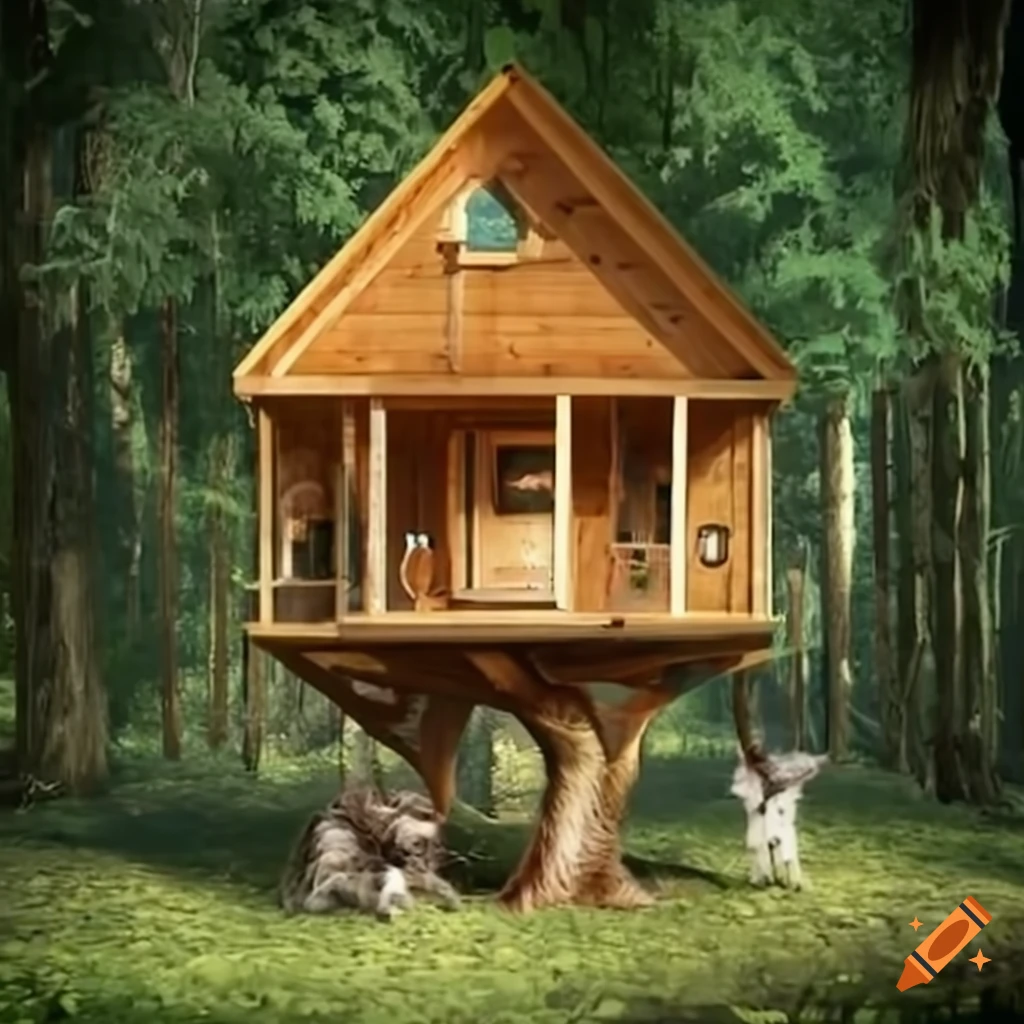 Tiny tree house with dancing cats on Craiyon