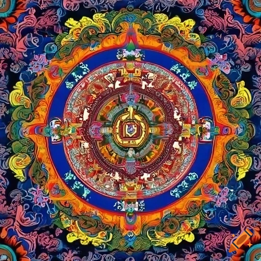 Traditional tibetan kalachakra mandala in cymatic frequency shape of ...