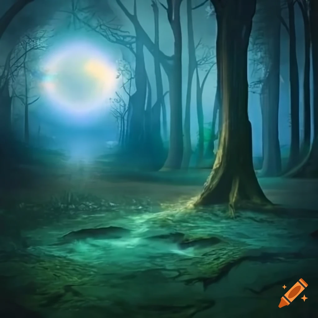 Floating halo in an enchanted forest on Craiyon