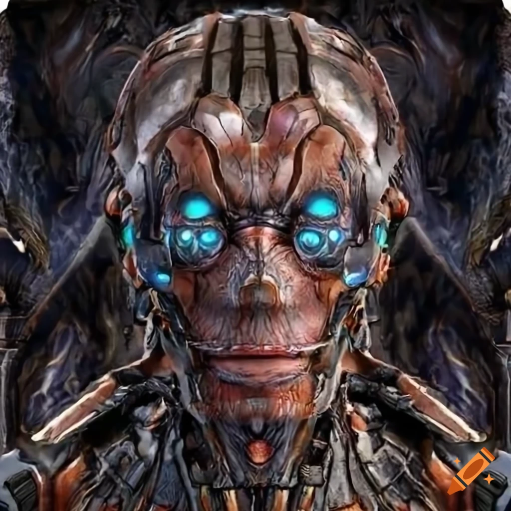Biopunk cyborg with extreme hyper realistic detail in close-up view on ...