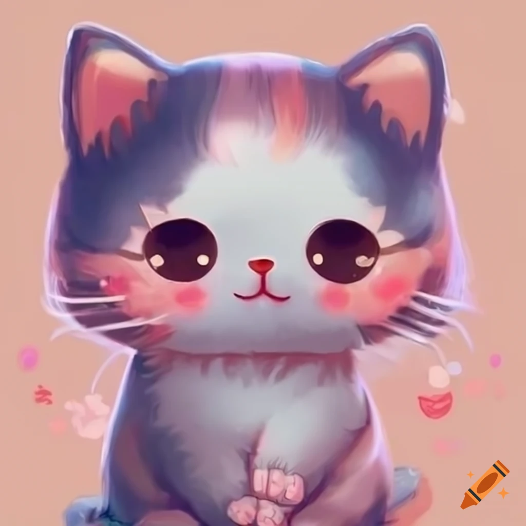 Cute cat in kawaii style art on Craiyon