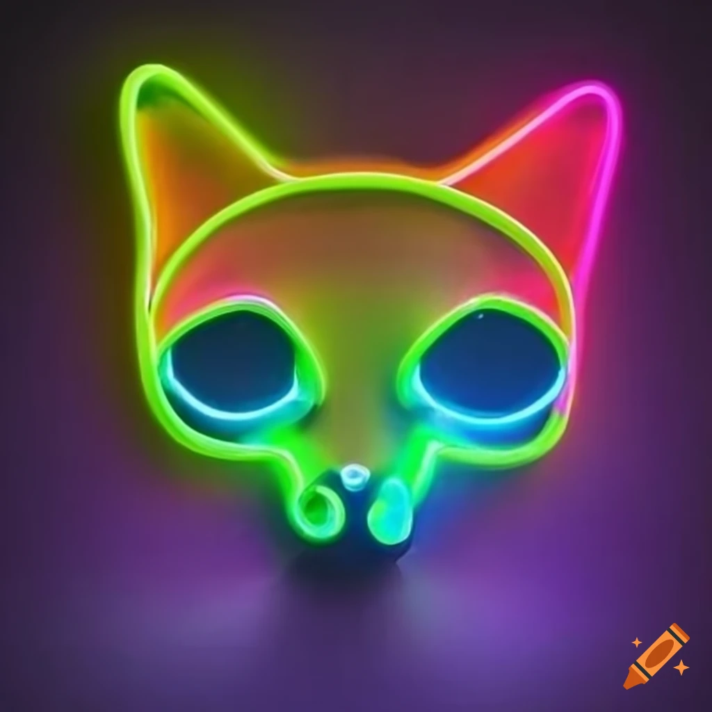 Alien cat neon outline on Craiyon