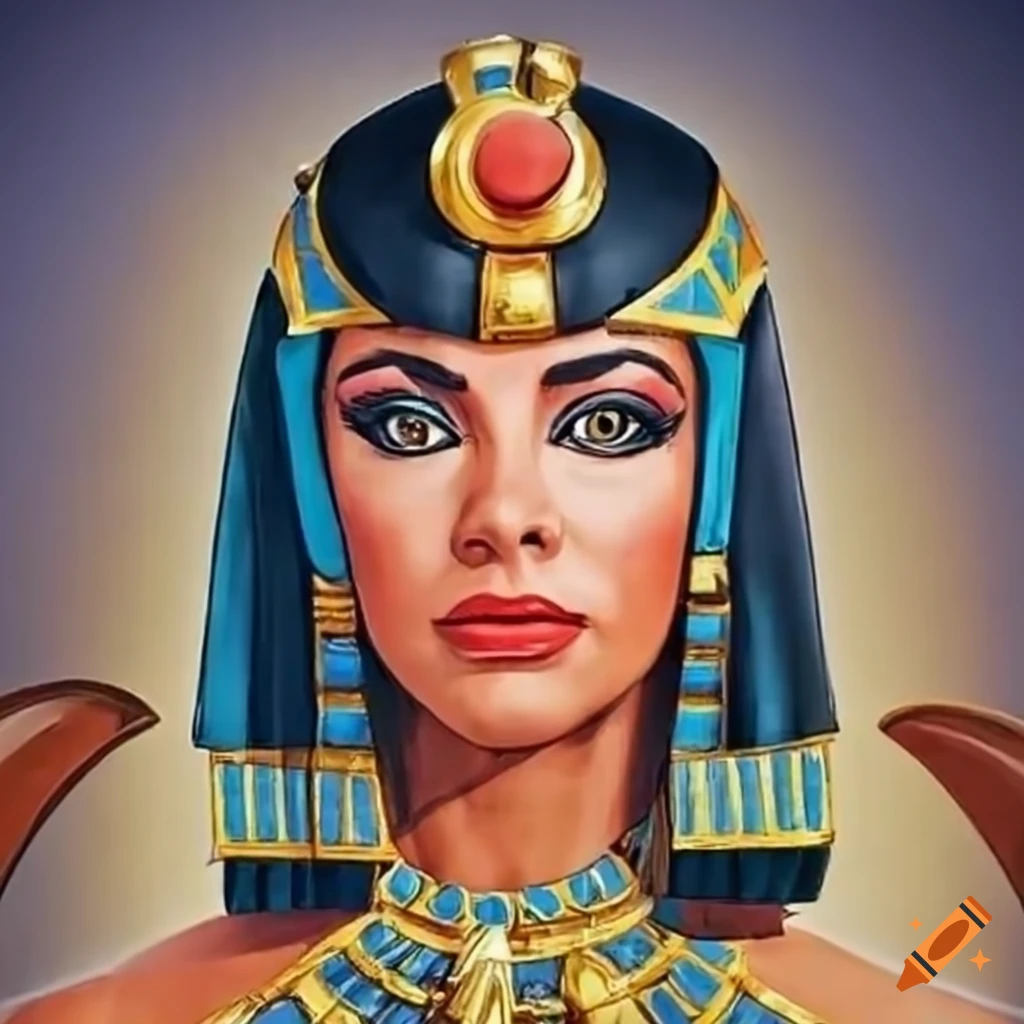 Asterix meeting cleopatra in a historic setting on Craiyon