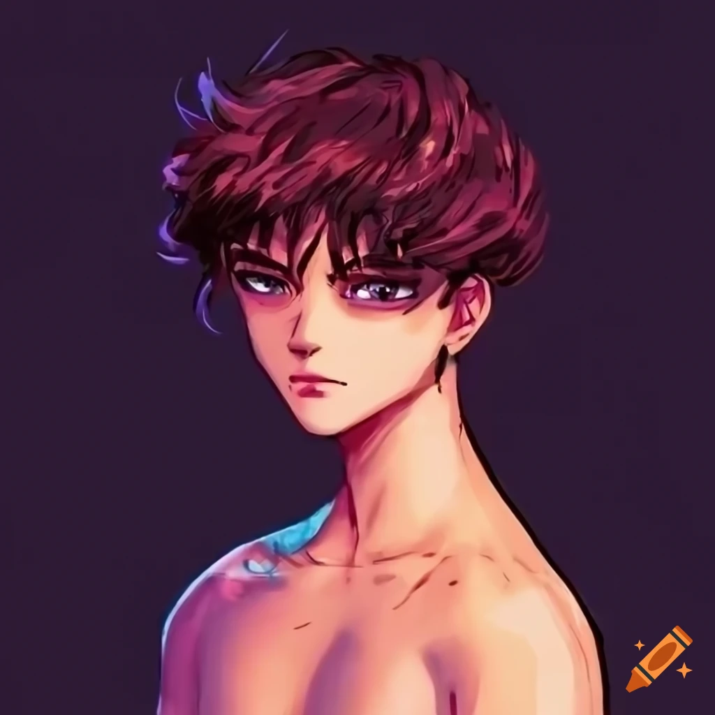 Anime-inspired character with messy hair in a retro style on Craiyon