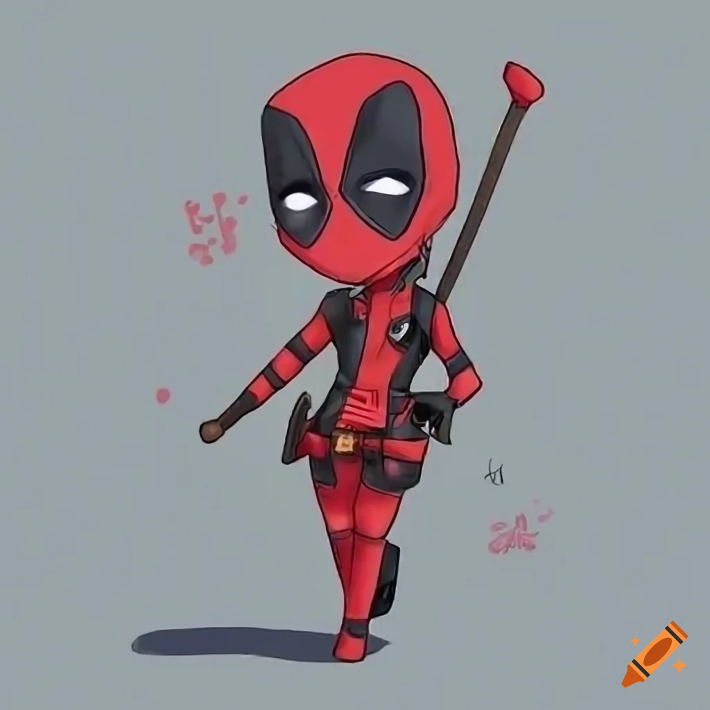 Chibi anime girl dressed as deadpool on Craiyon
