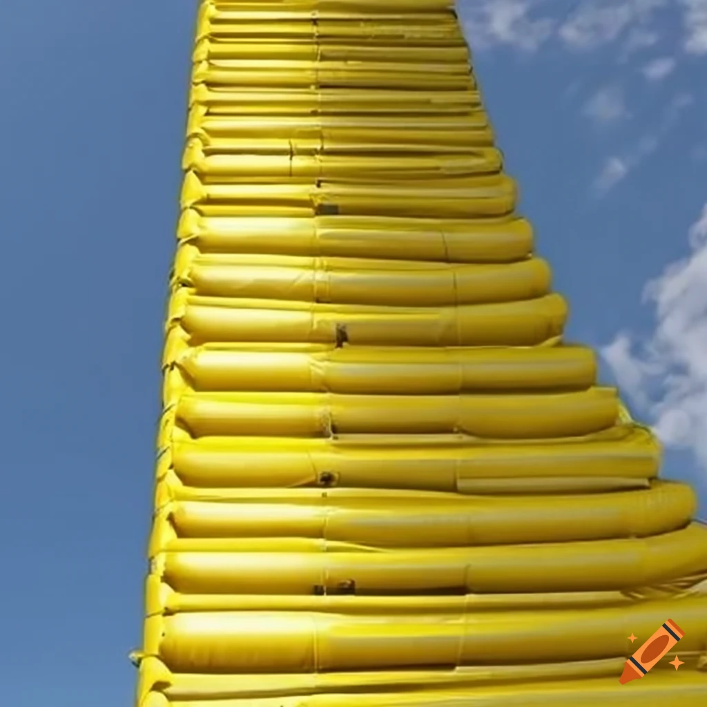 Yellow inflatable scaffolding with ladder and monumental staircase on ...