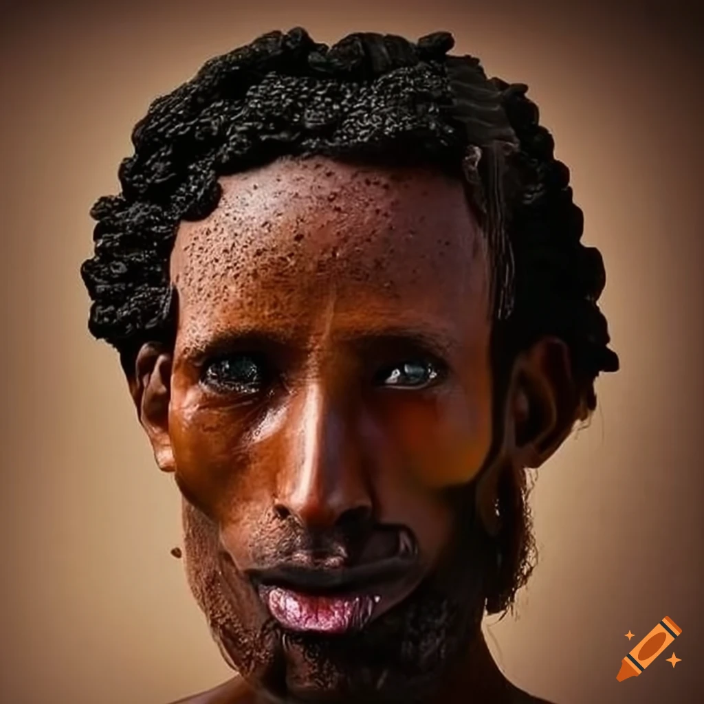 Somalian man with an eggplant head on Craiyon