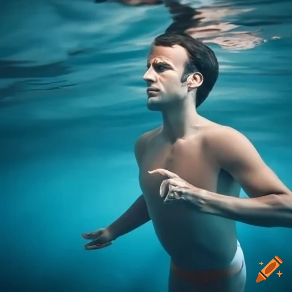 Emmanuel macron swimming on Craiyon