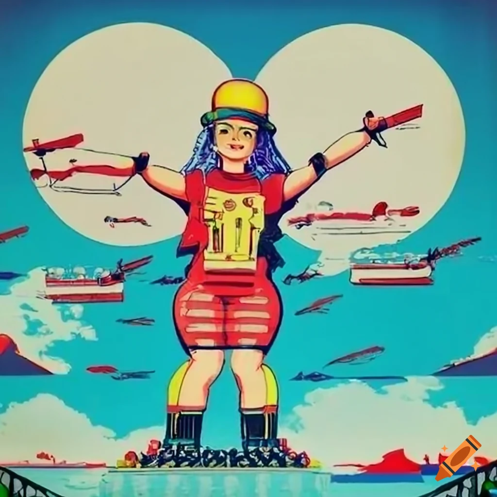 Vintage-inspired propaganda poster with a girl Robot from Dr. Slump in ...