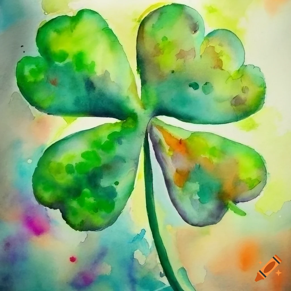Watercolor paintings of shamrocks on Craiyon