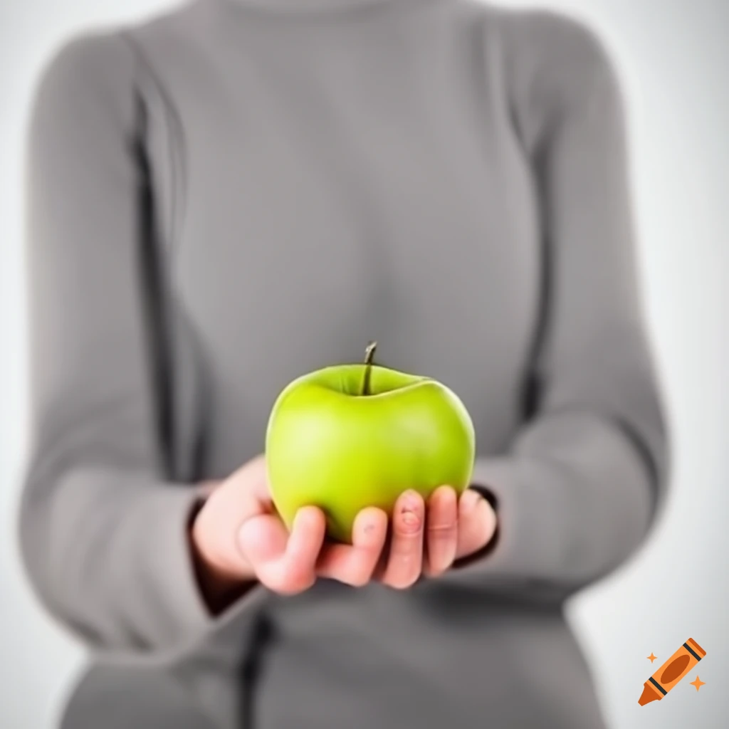 Person holding an apple on Craiyon
