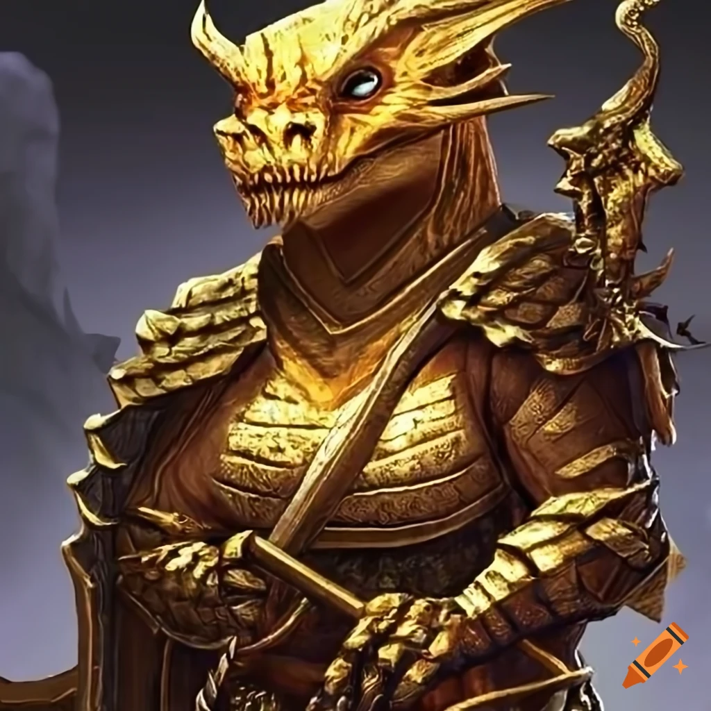 Dragonborn dragon's gold scales on Craiyon