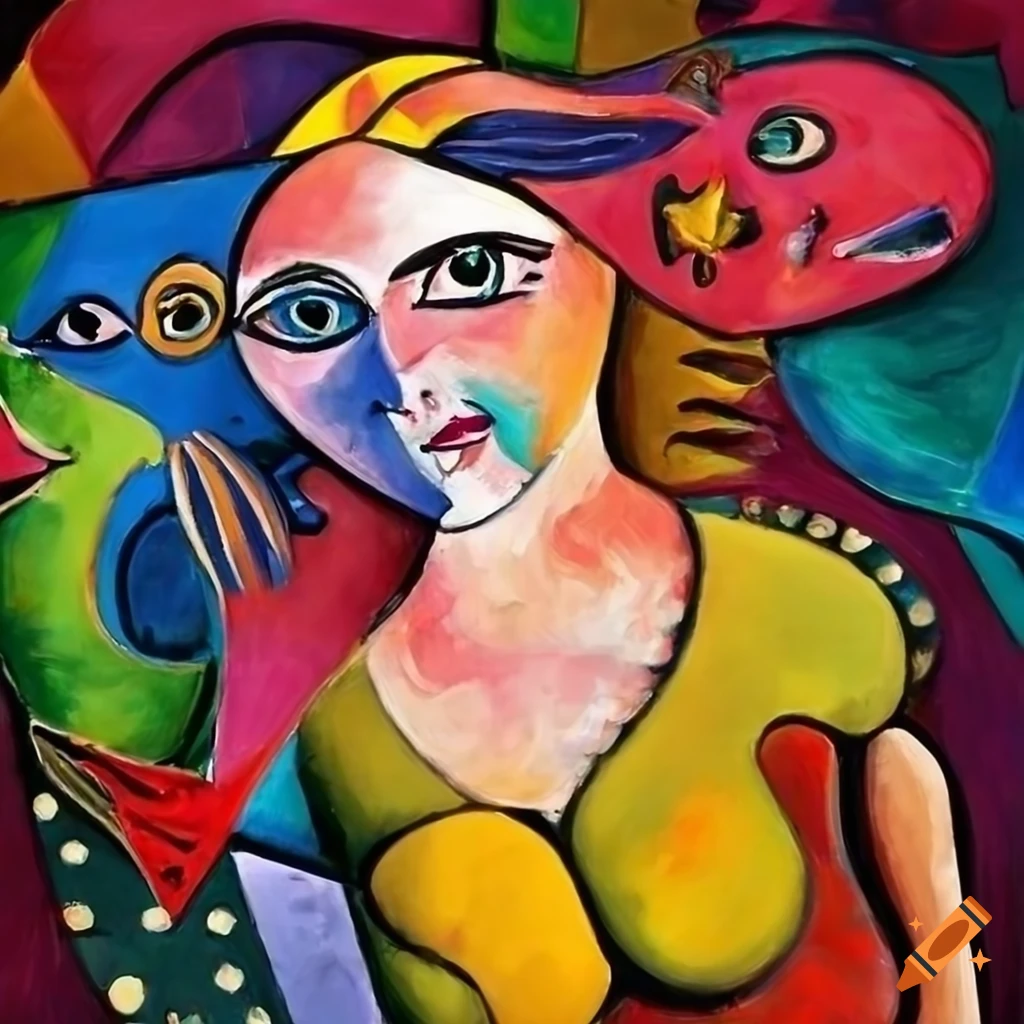 Cubist abstract portrait of a mermaid with fish features on Craiyon