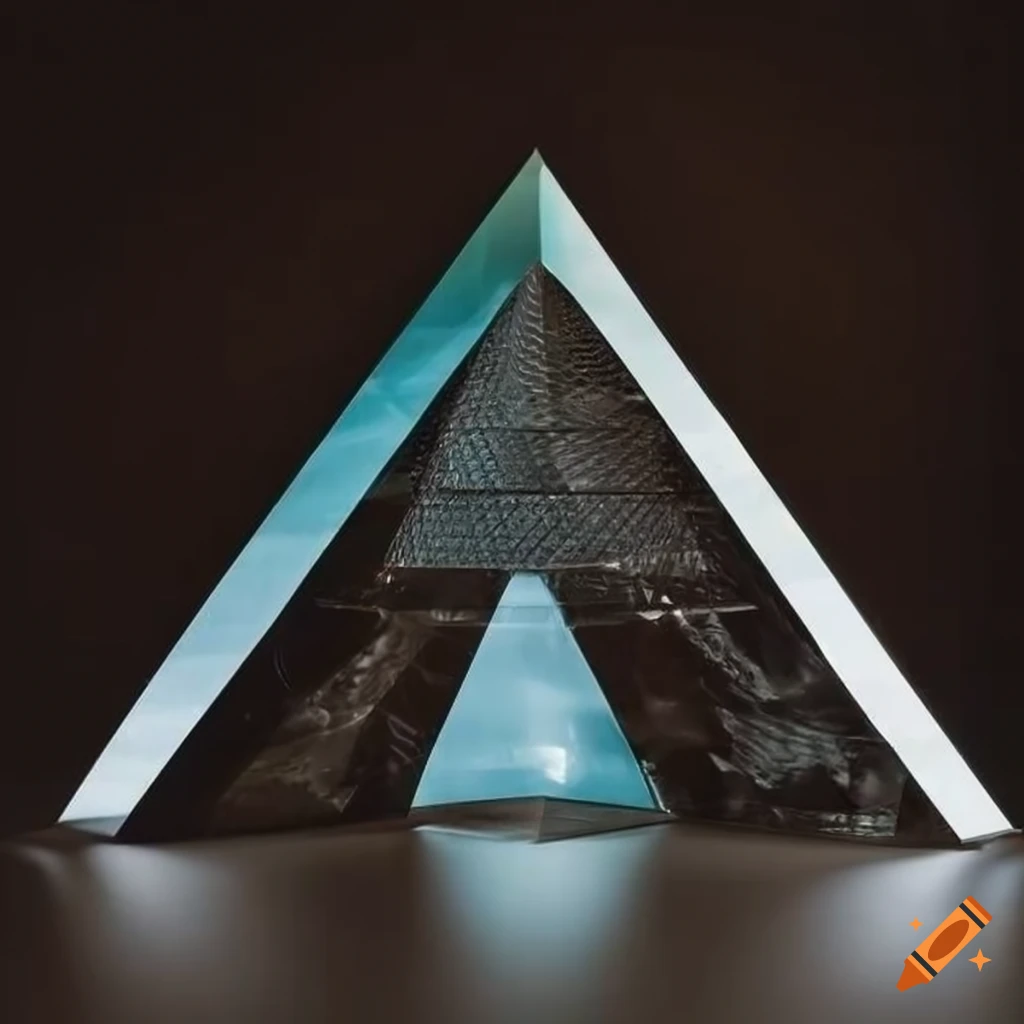 Glass and steel three-tier pyramid structure on Craiyon